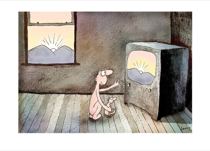 Michael Leunig Print - TV Sunrise – Willunga Gallery
