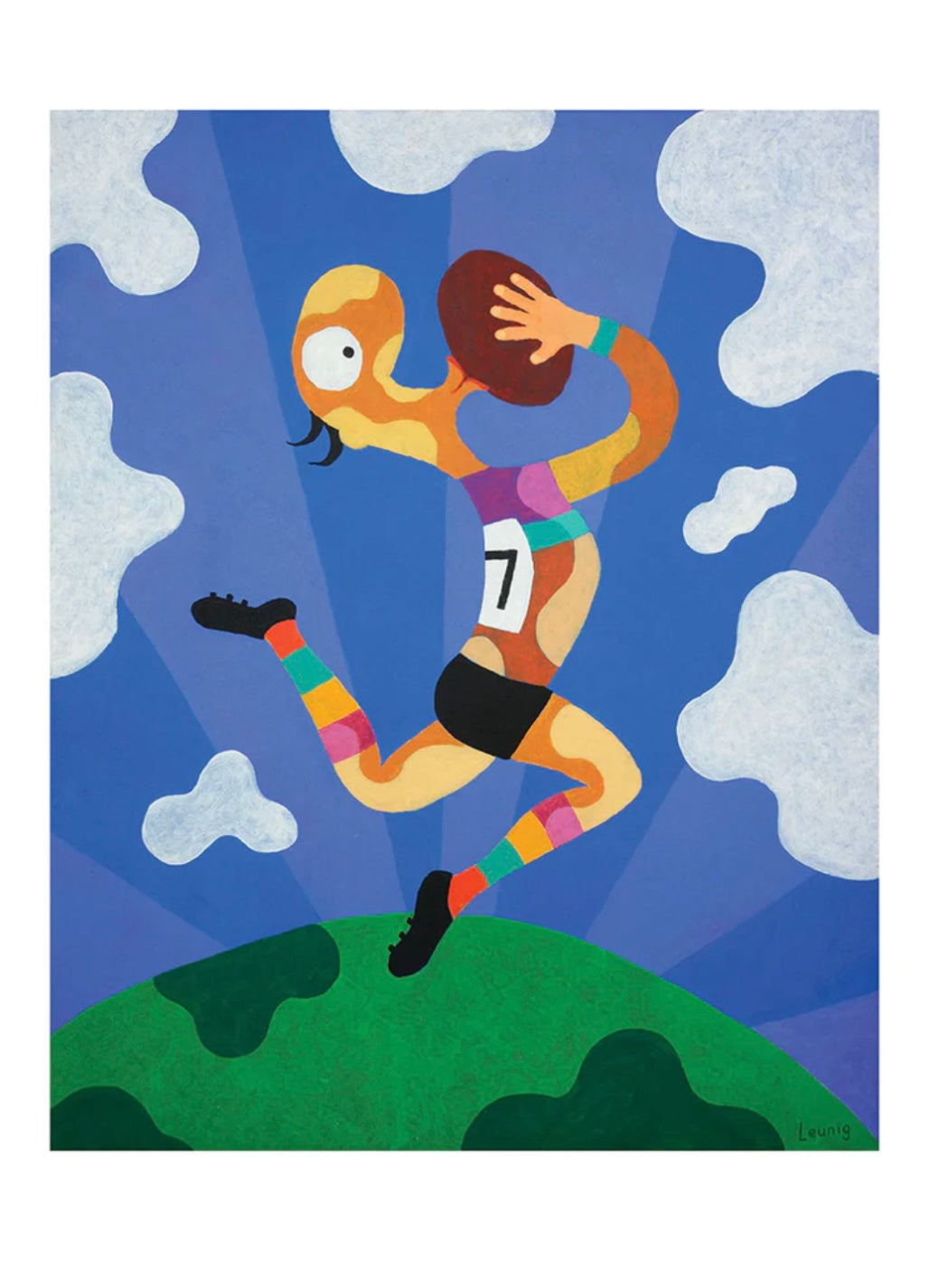 Michael Leunig Print - Football Player – Willunga Gallery
