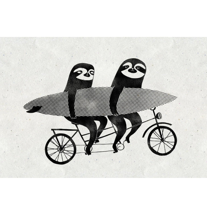 Surfing Sloth Print - Tandem Sloths – Willunga Gallery