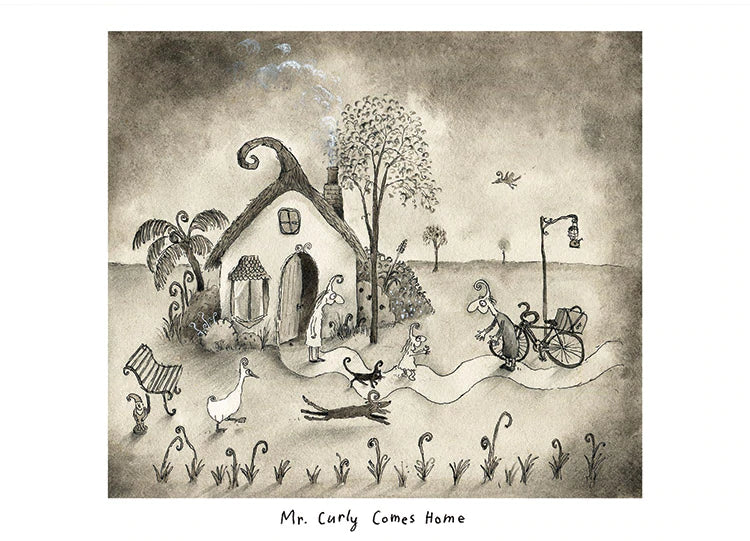 Michael Leunig Card Mr Curly Comes Home – Willunga Gallery
